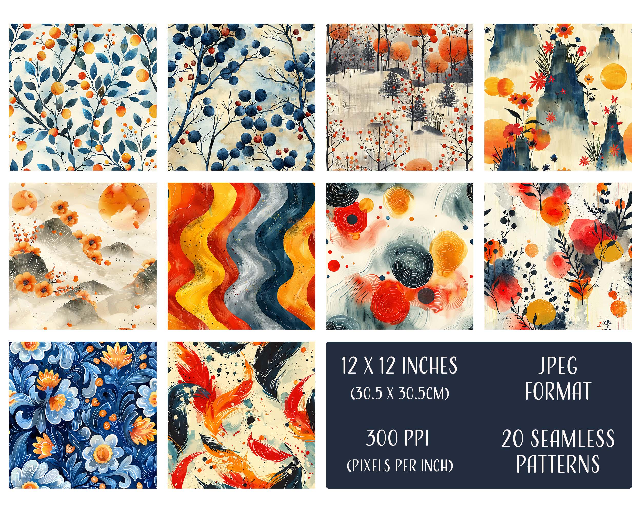 Primary Seamless Patterns, Printable Digital Paper, Commercial Use ...