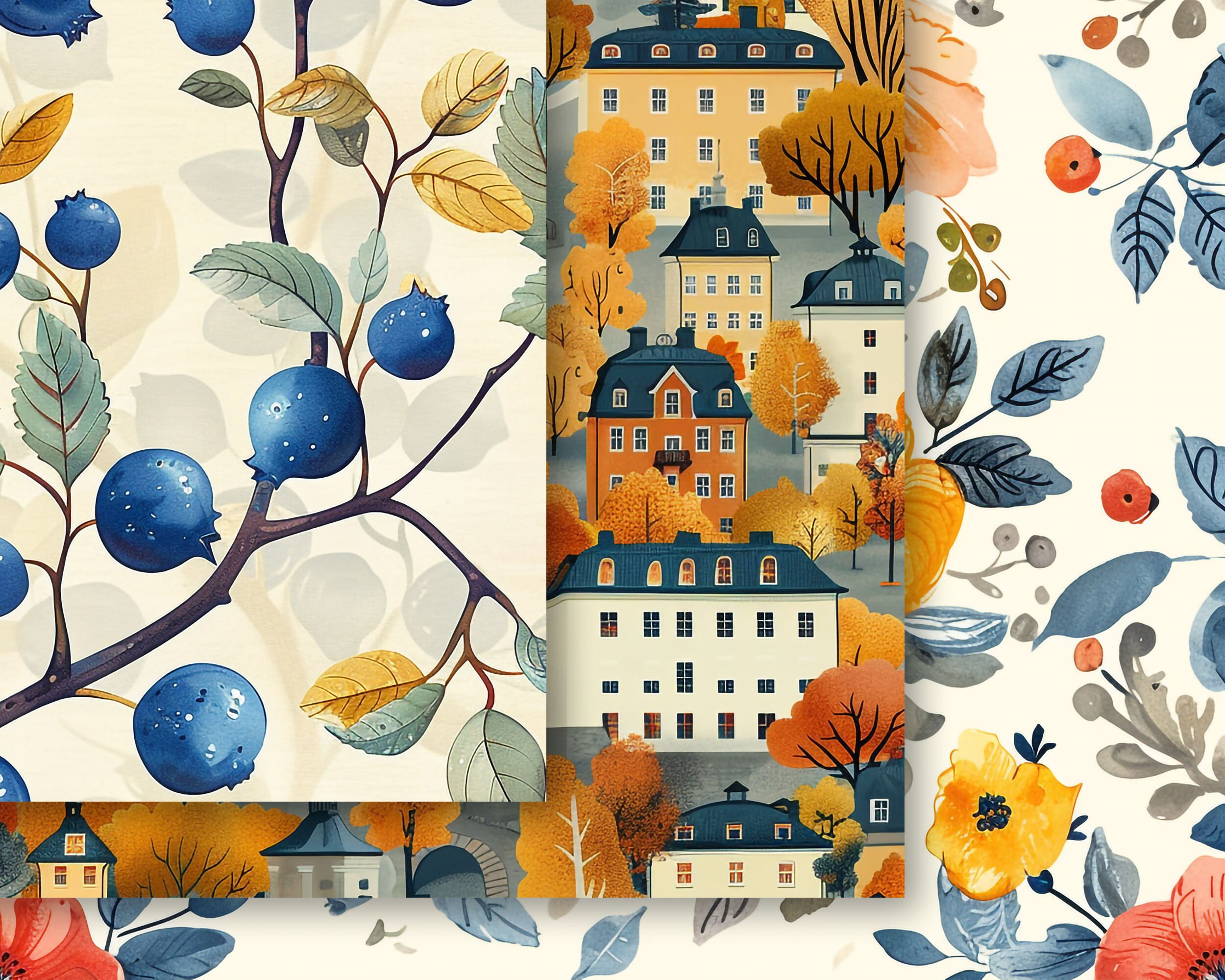 Sweden Seamless Patterns, Printable Digital Paper, Commercial Use, JPEG ...