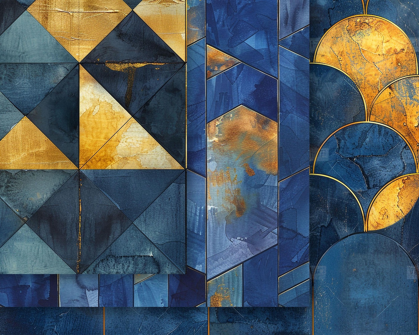 Blue Geo Seamless Patterns, Printable Digital Paper, Commercial Use ...