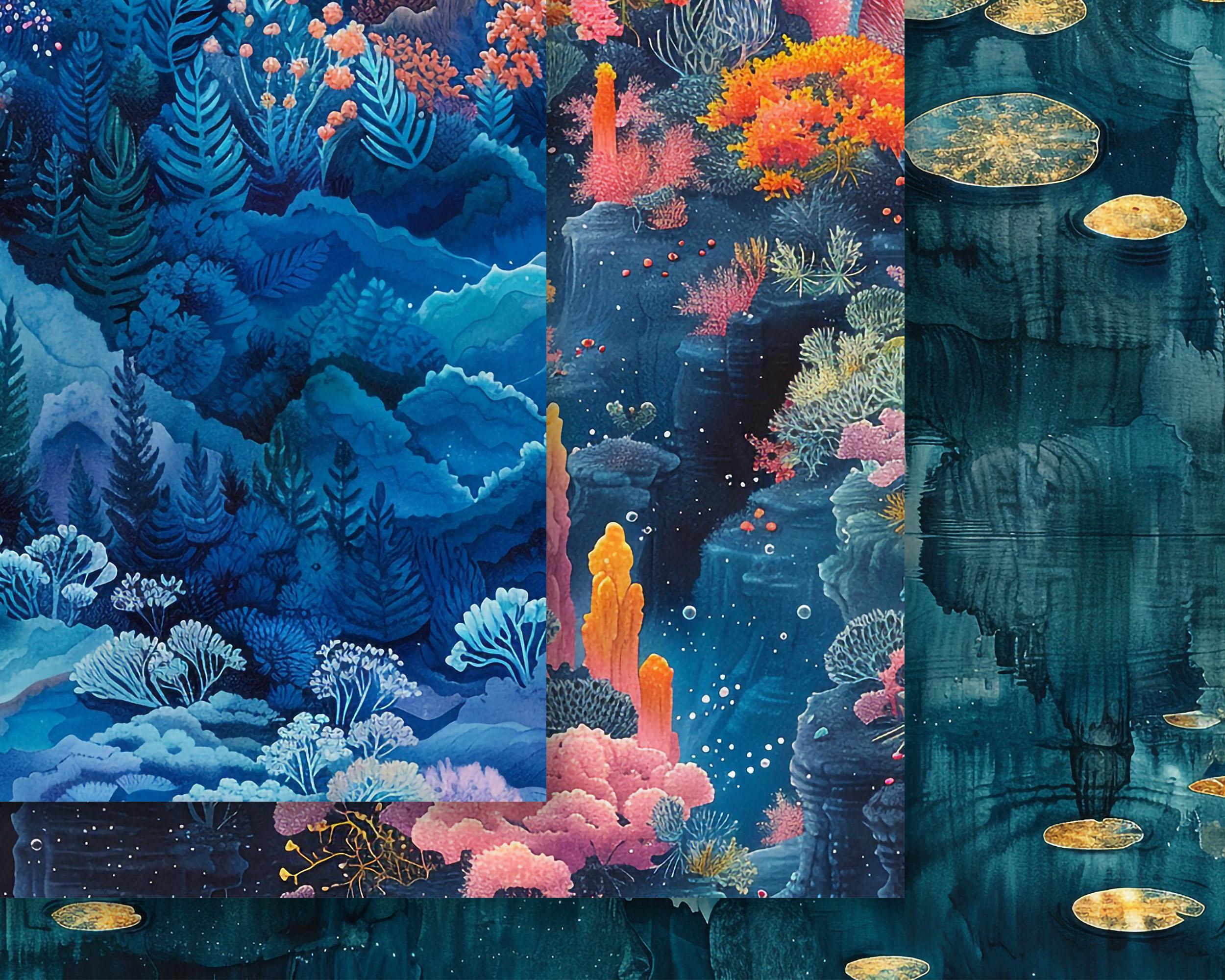 Underwater Fantasy Seamless Patterns, Printable Digital Paper ...