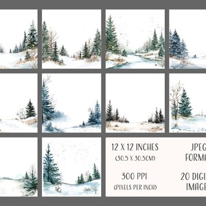 Winter Landscape Digital Images, Printable Digital Paper, Instant ...