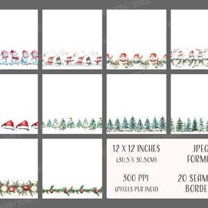 Christmas Seamless Borders, Printable Digital Paper, Commercial Use ...