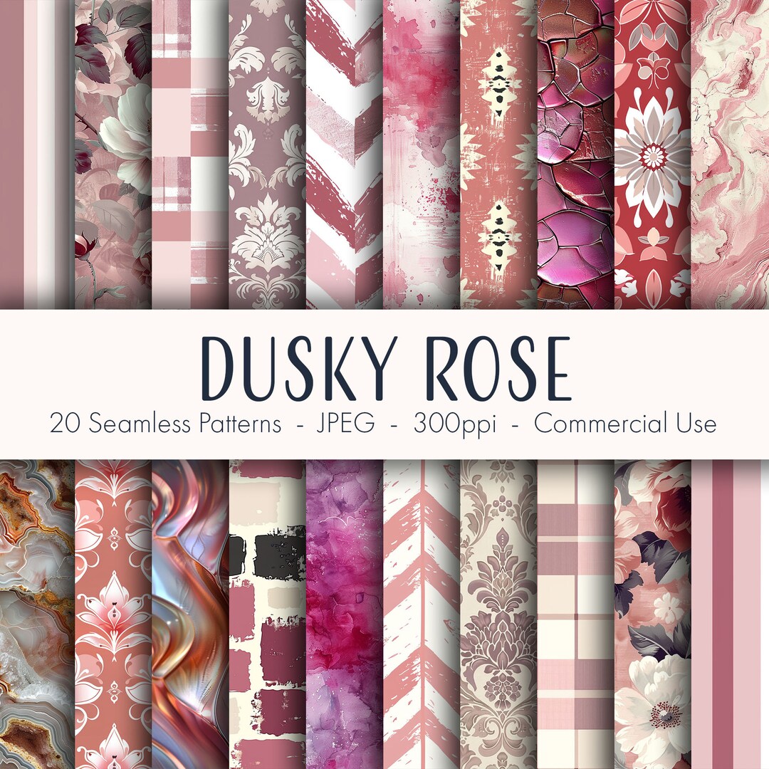 Dusky Rose Seamless Patterns, Printable Digital Paper, Commercial Use ...