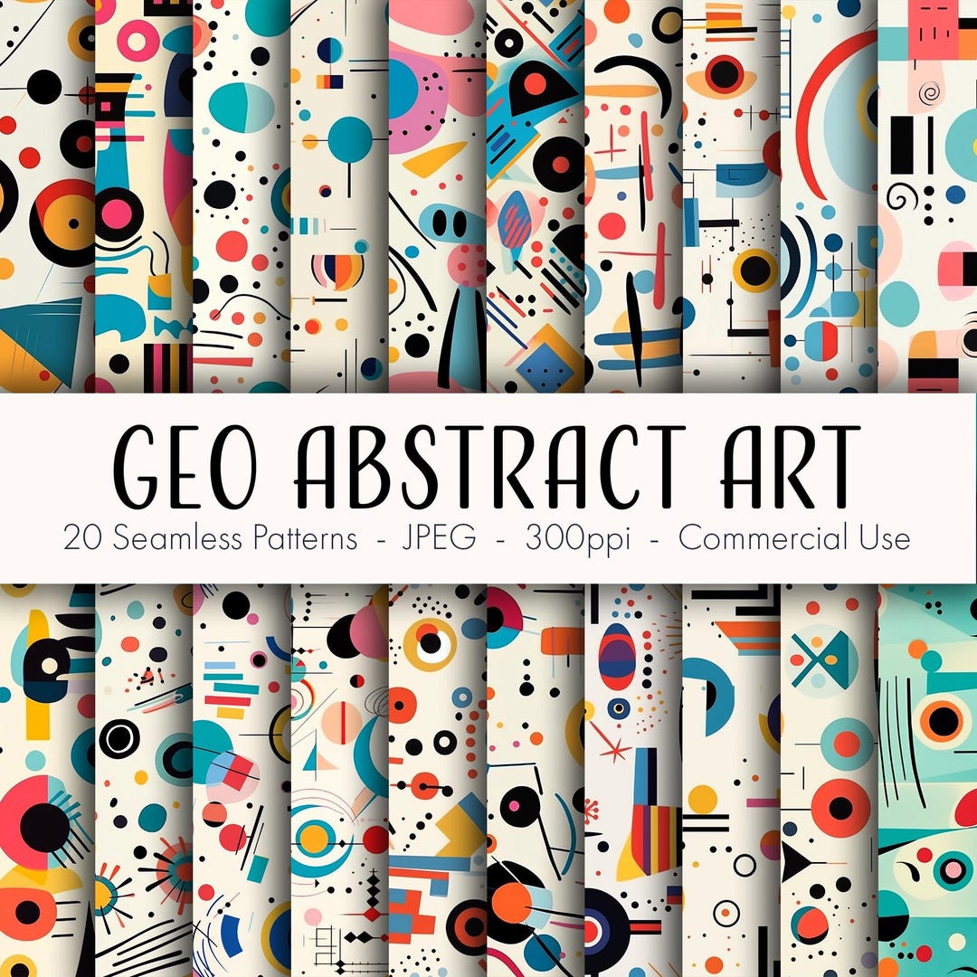 Geo Abstract Art Seamless Patterns, Printable Digital Paper, Instant ...