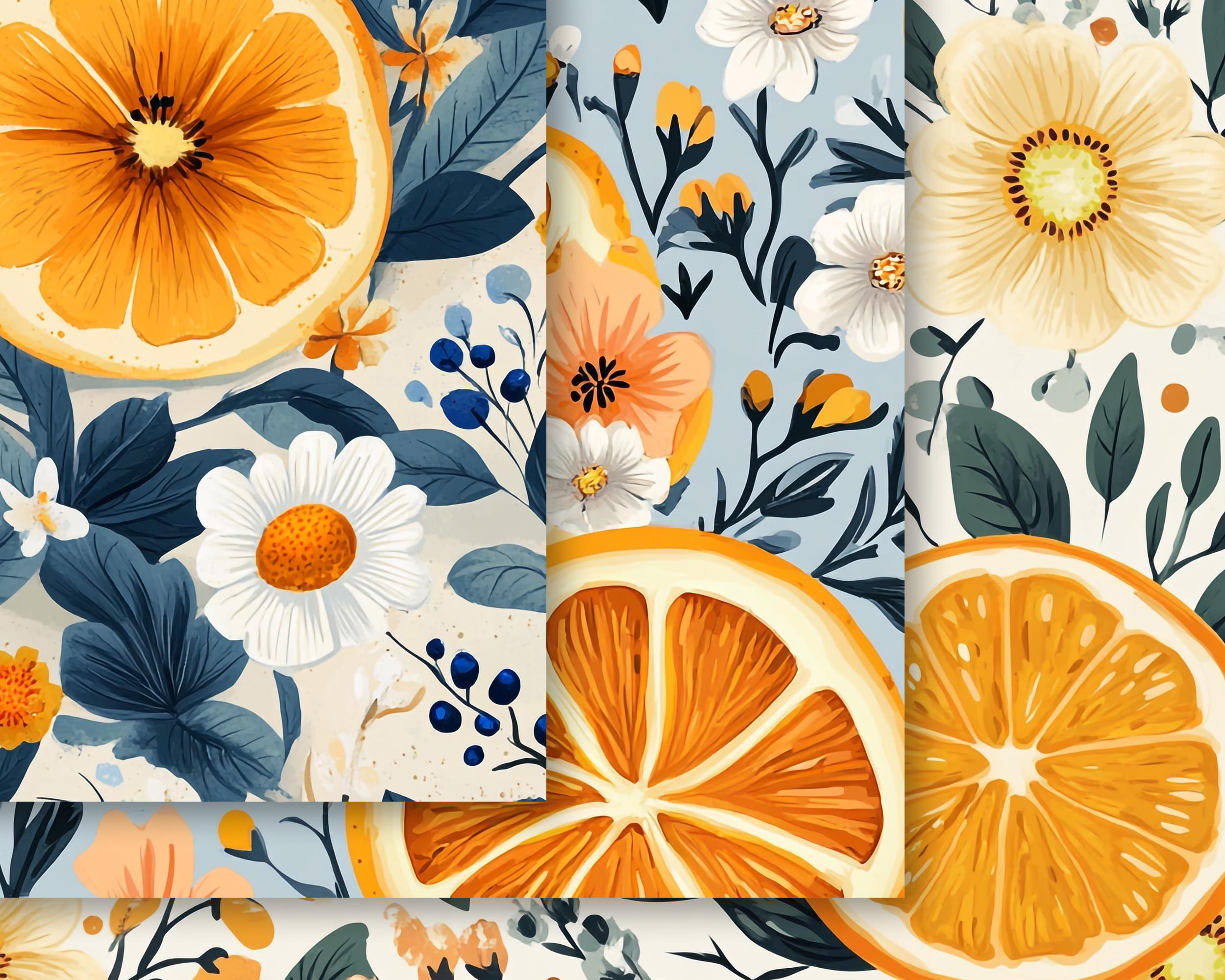 Orange Slice Seamless Patterns, Printable Digital Paper, Commercial Use ...