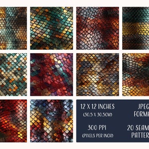 Snakeskin Seamless Patterns, Printable Digital Paper, Instant Download ...