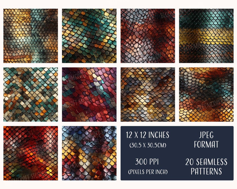 Snakeskin Seamless Patterns, Printable Digital Paper, Instant Download ...