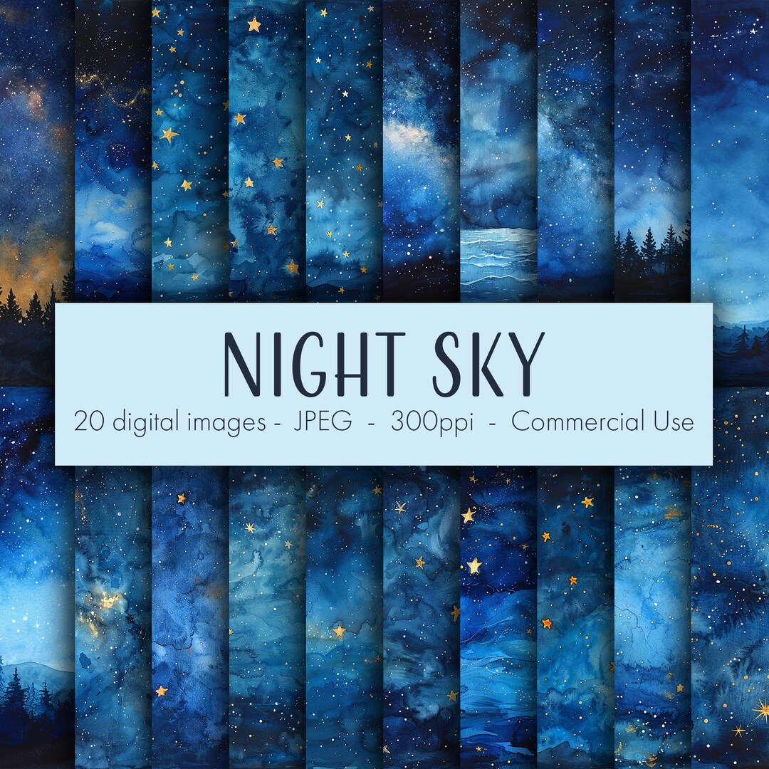 Night Sky Digital Images, Printable Digital Paper, Instant Download ...