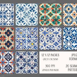 Spanish Tile Seamless Patterns, Printable Digital Paper, Instant ...