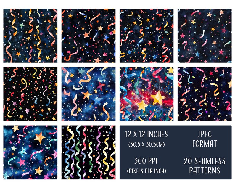 Confetti Seamless Patterns, Printable Digital Paper, Commercial Use ...