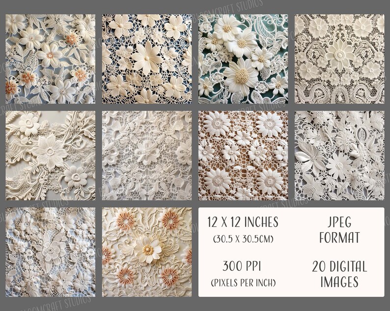 White Lace Digital Images, Printable Digital Paper, Instant Download ...