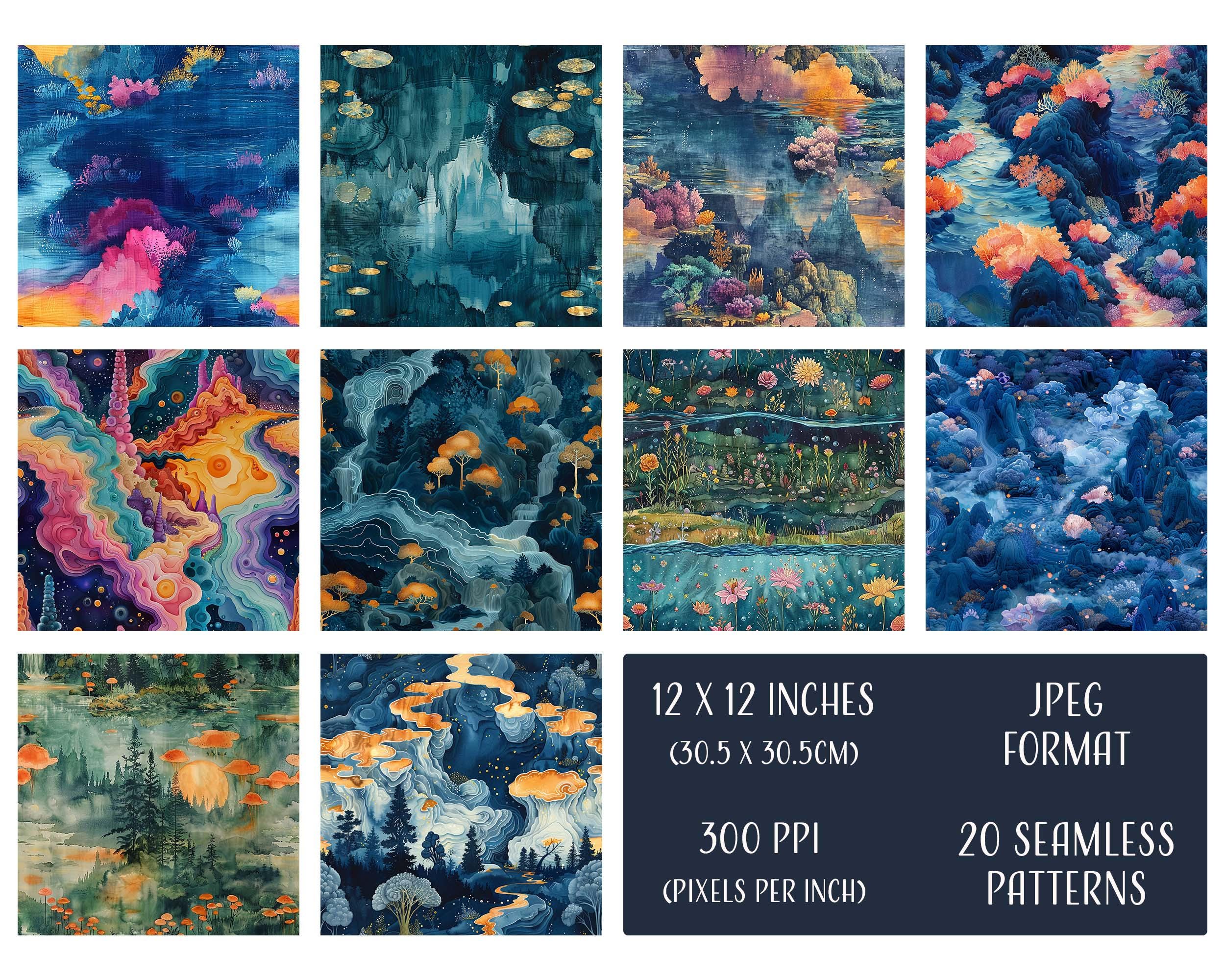 Underwater Fantasy Seamless Patterns, Printable Digital Paper ...