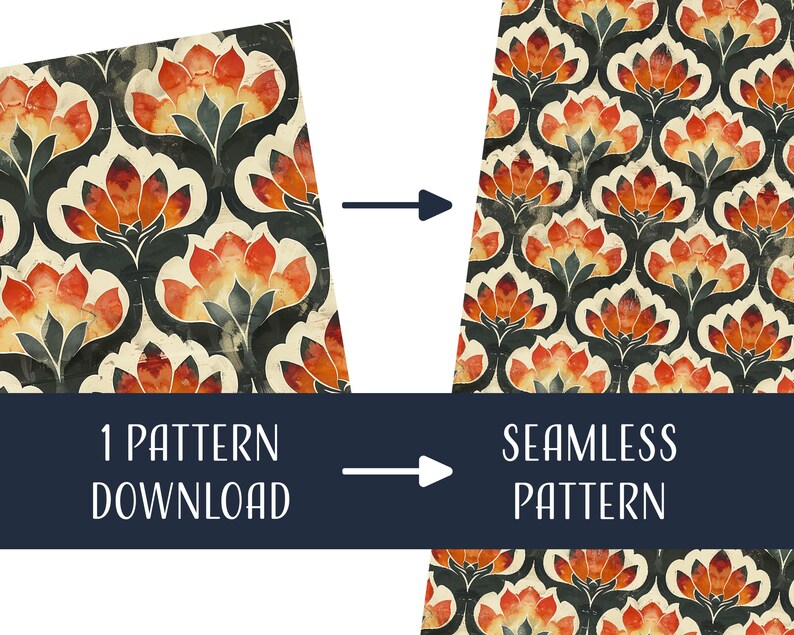 Retro Dark Seamless Patterns, Printable Digital Paper, Commercial Use ...