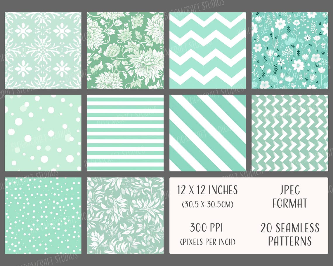 Sea Foam Seamless Patterns, Printable Digital Paper, Commercial Use ...