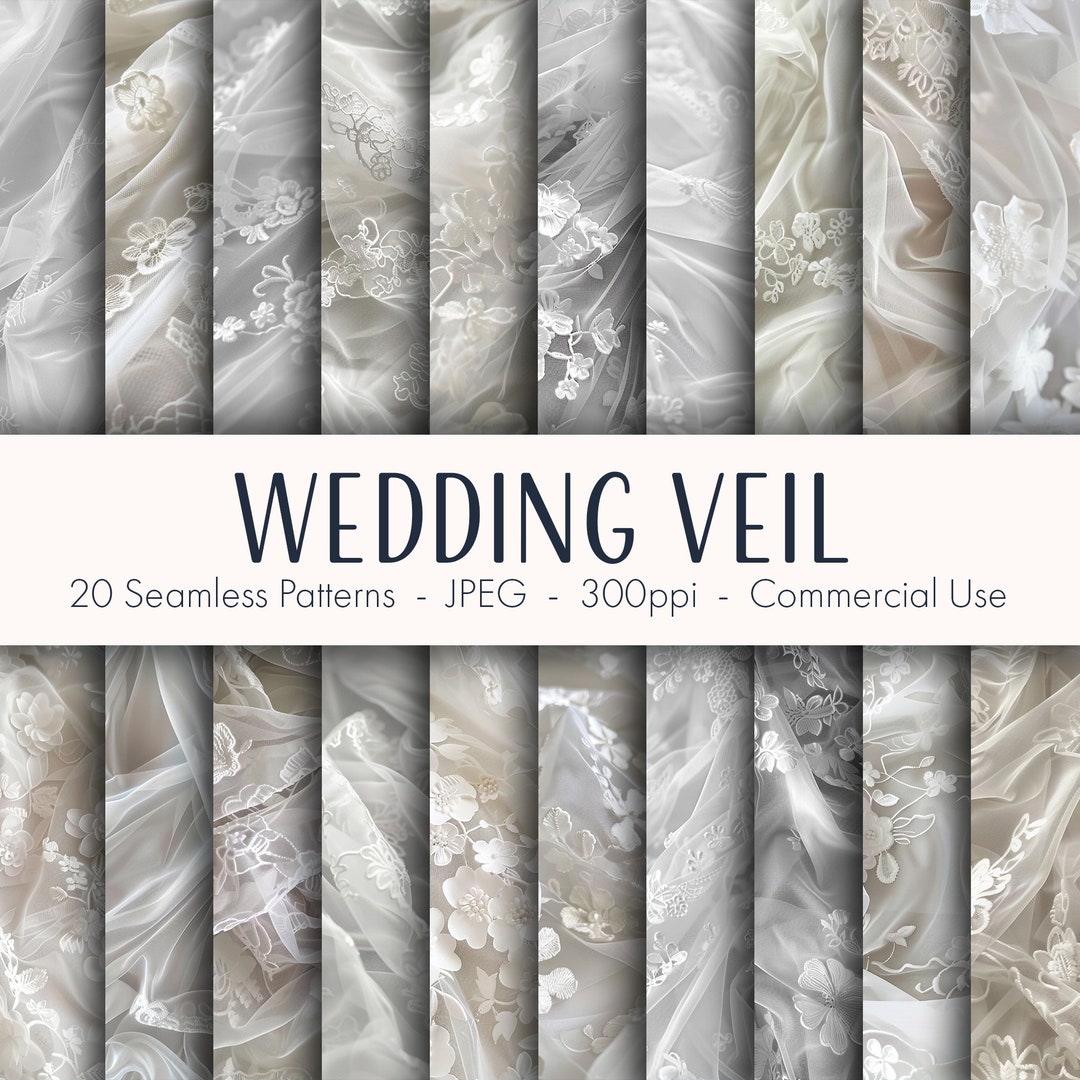 Wedding Veil Seamless Patterns, Printable Digital Paper, Commercial Use ...