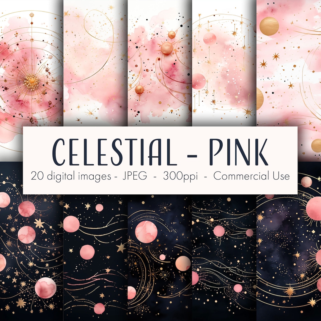 Celestial Pink Digital Images, Printable Digital Paper, Instant ...