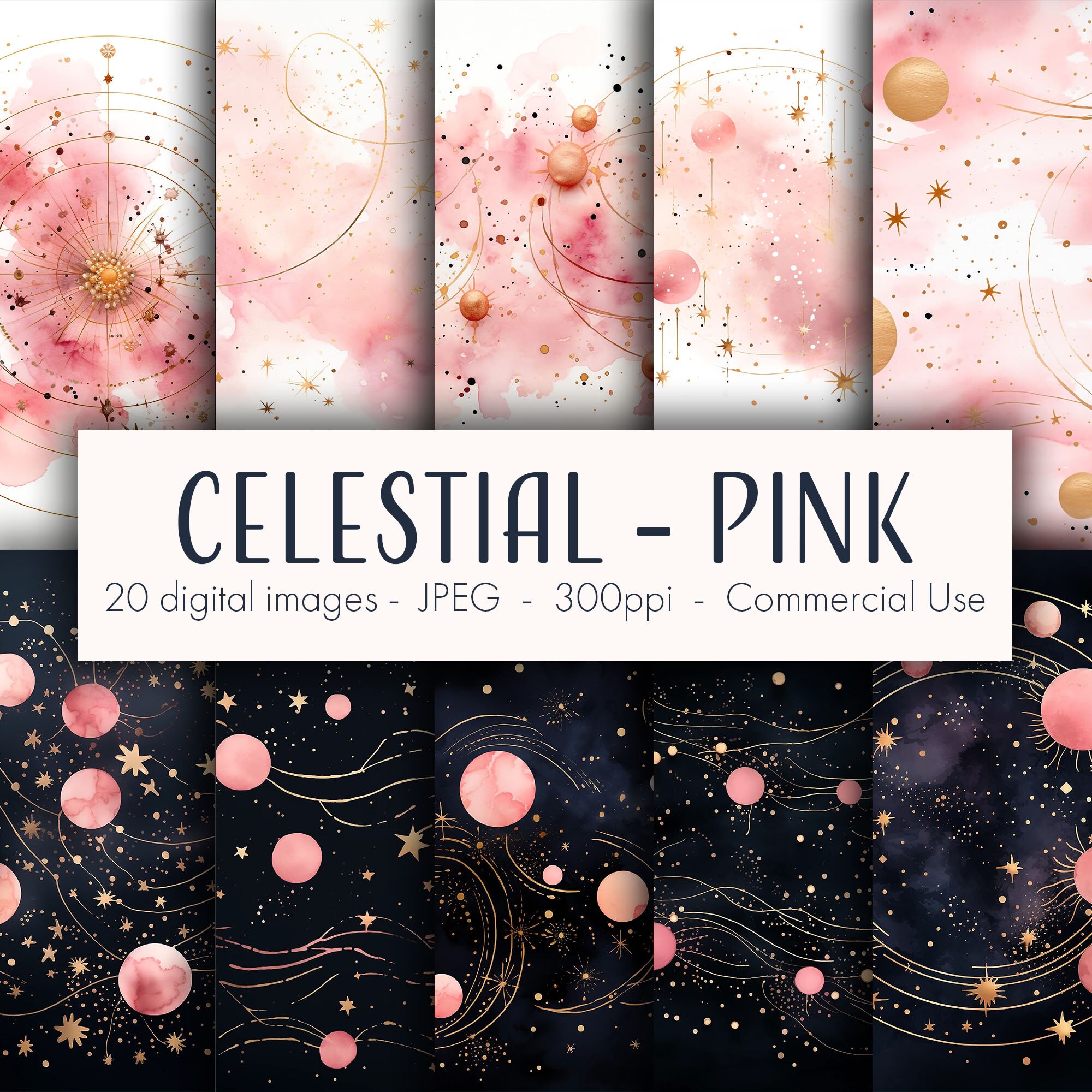Celestial Pink Digital Images, Printable Digital Paper, Instant ...