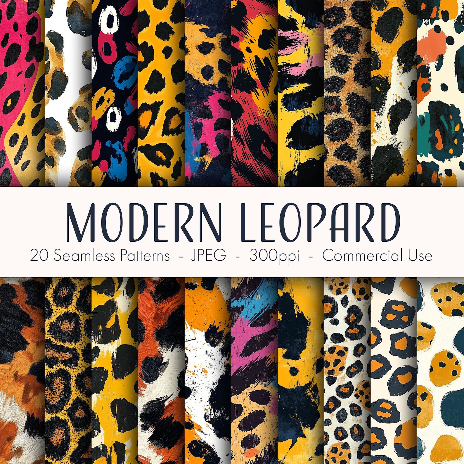 Modern Leopard Seamless Patterns, Printable Digital Paper, Commercial ...