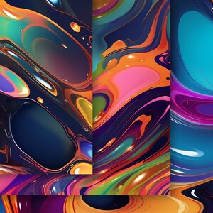 Oil Slick Seamless Patterns, Printable Digital Paper, Commercial Use ...