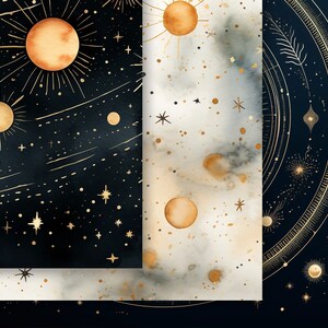 Celestial Gold Digital Images, Printable Digital Paper, Instant ...