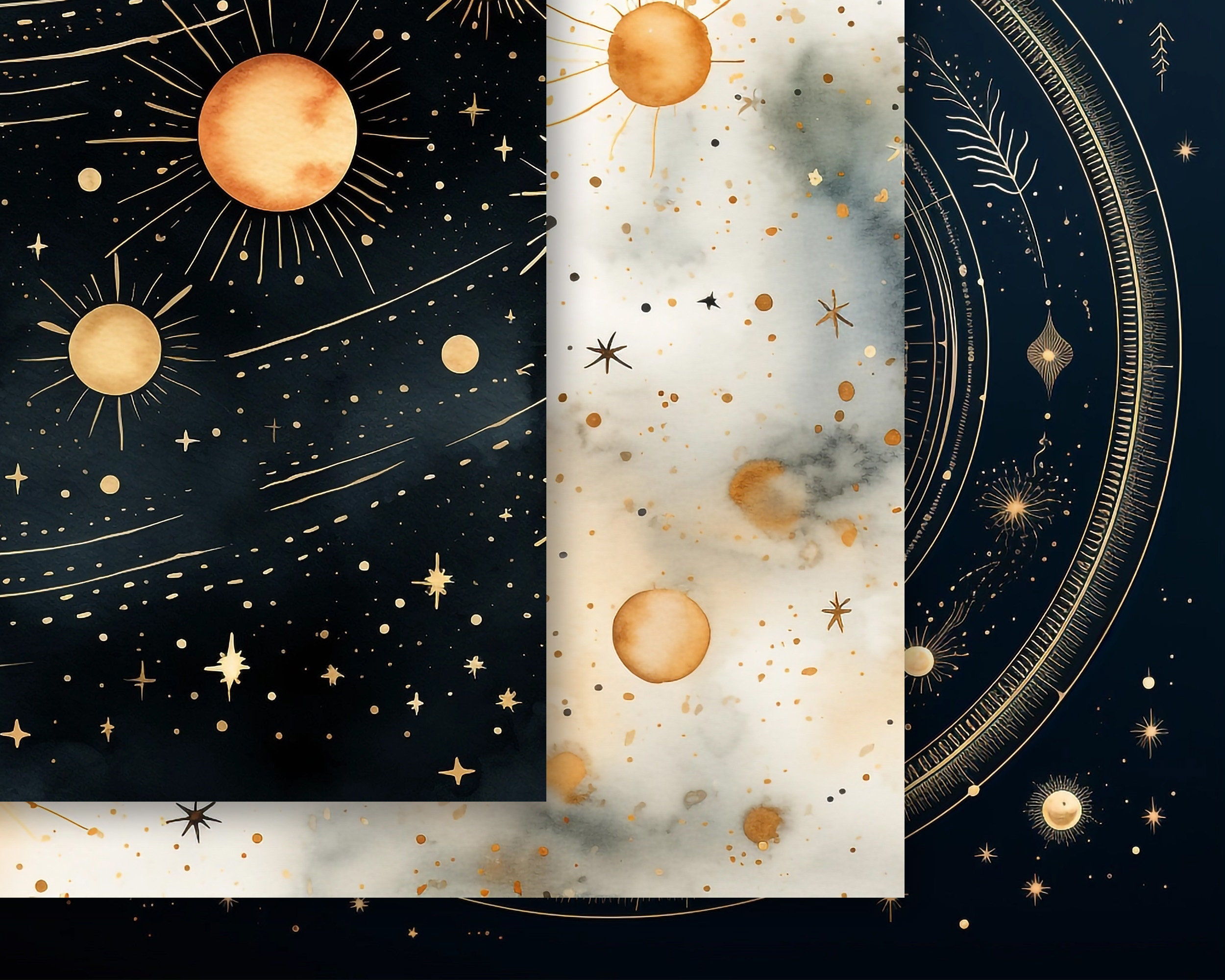 Celestial Gold Digital Images, Printable Digital Paper, Instant ...