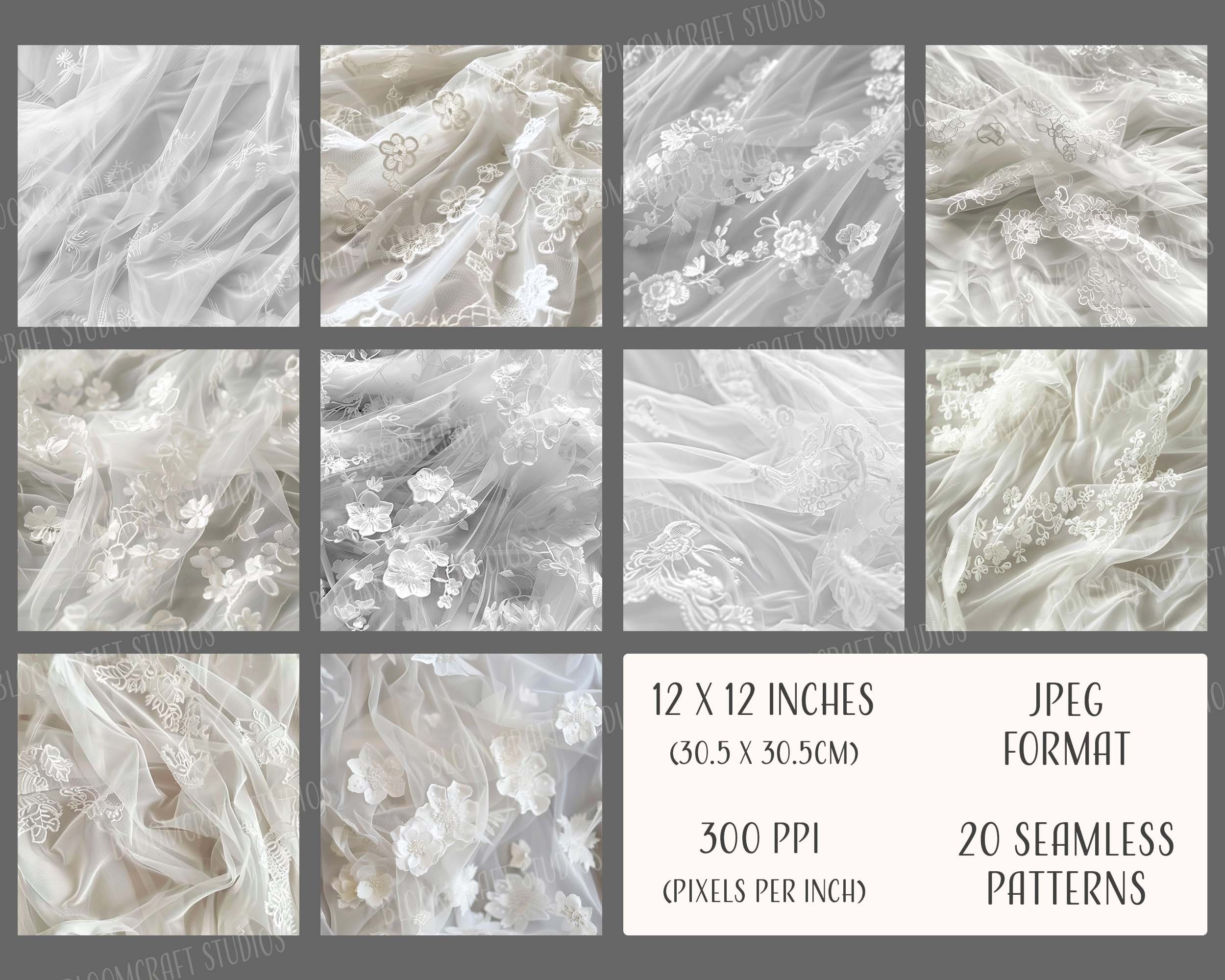 Wedding Veil Seamless Patterns, Printable Digital Paper, Commercial Use ...