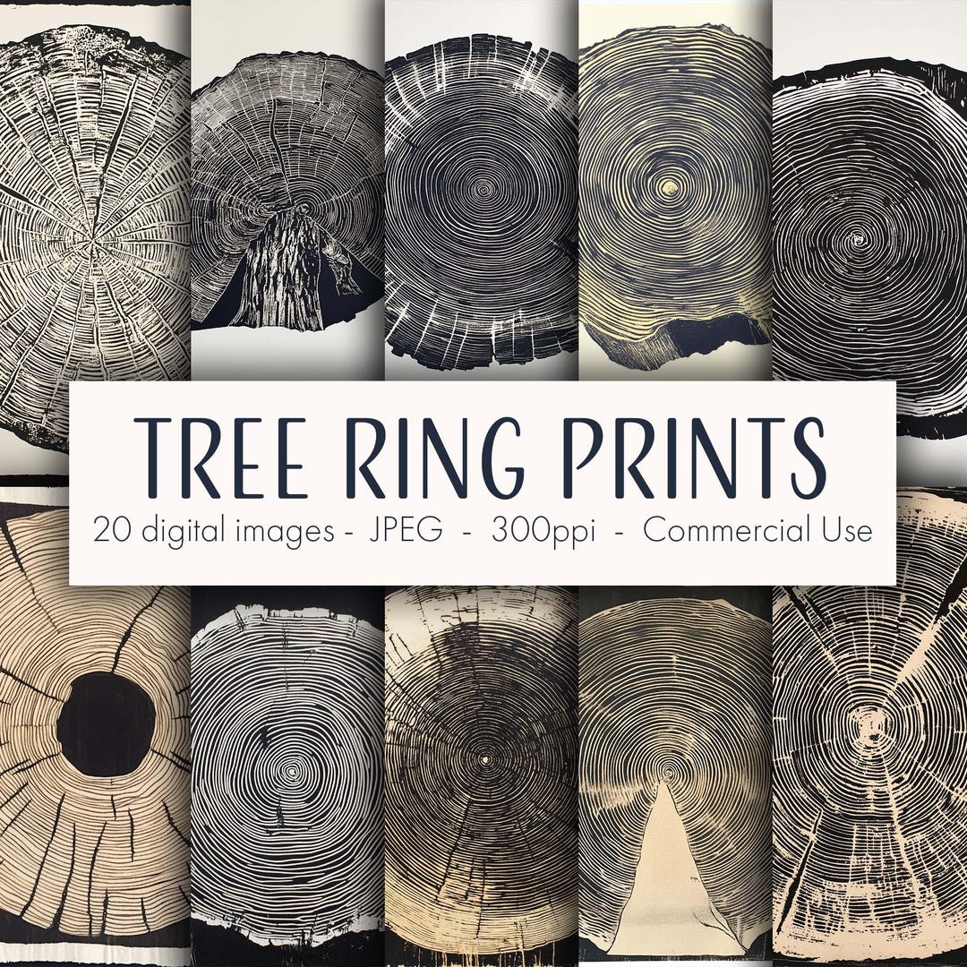 Tree Ring Prints Digital Images, Printable Digital Paper, Instant ...