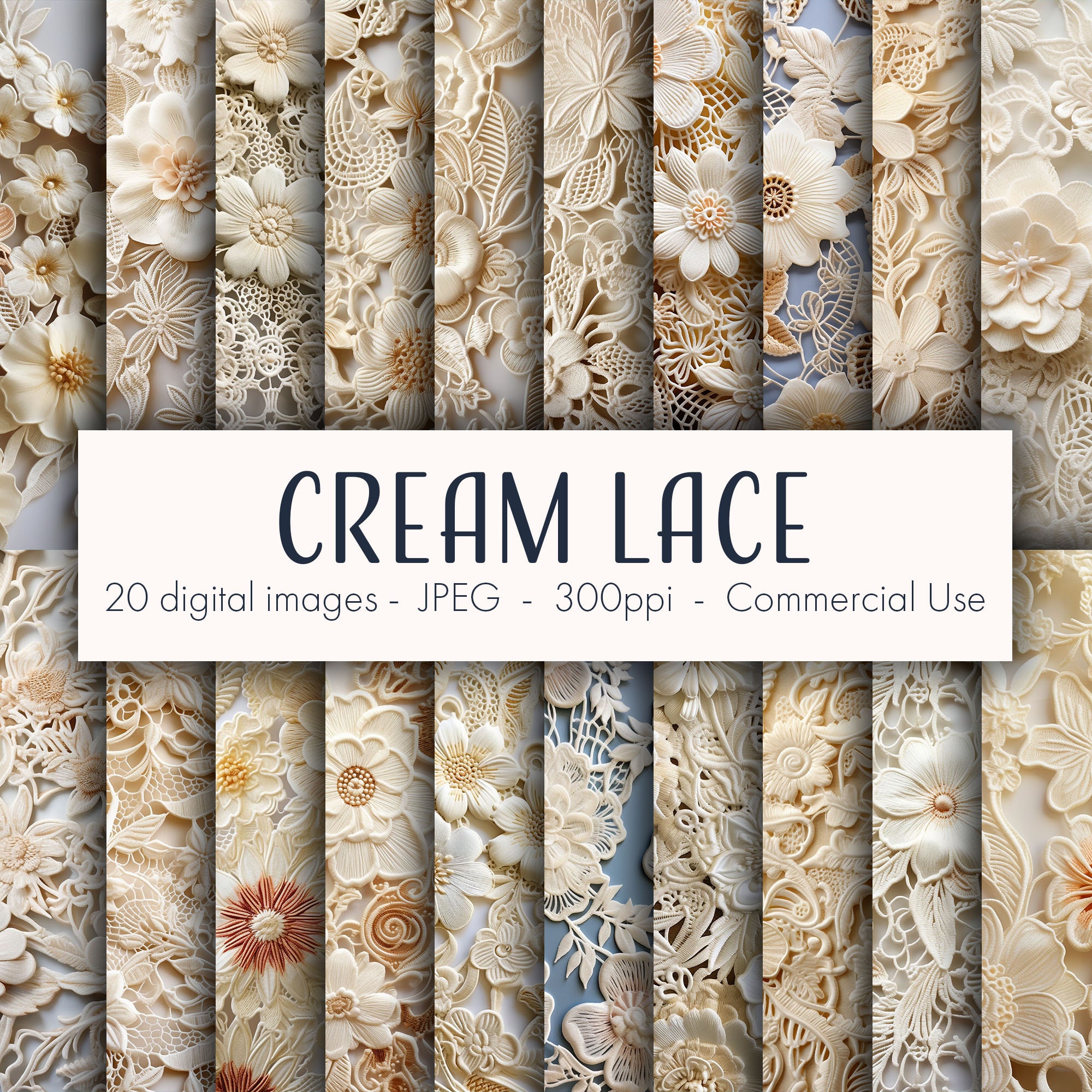 Cream Lace Digital Images, Printable Digital Paper, Instant Download ...