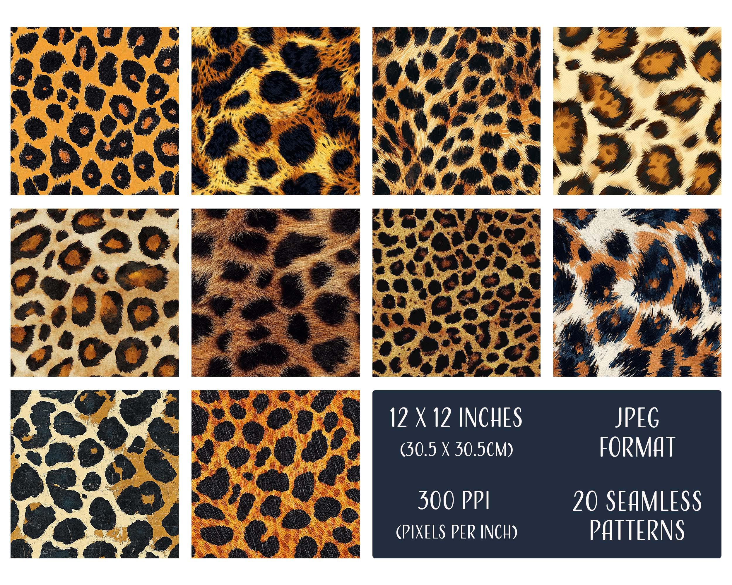Leopard Seamless Patterns, Printable Digital Paper, Commercial Use ...