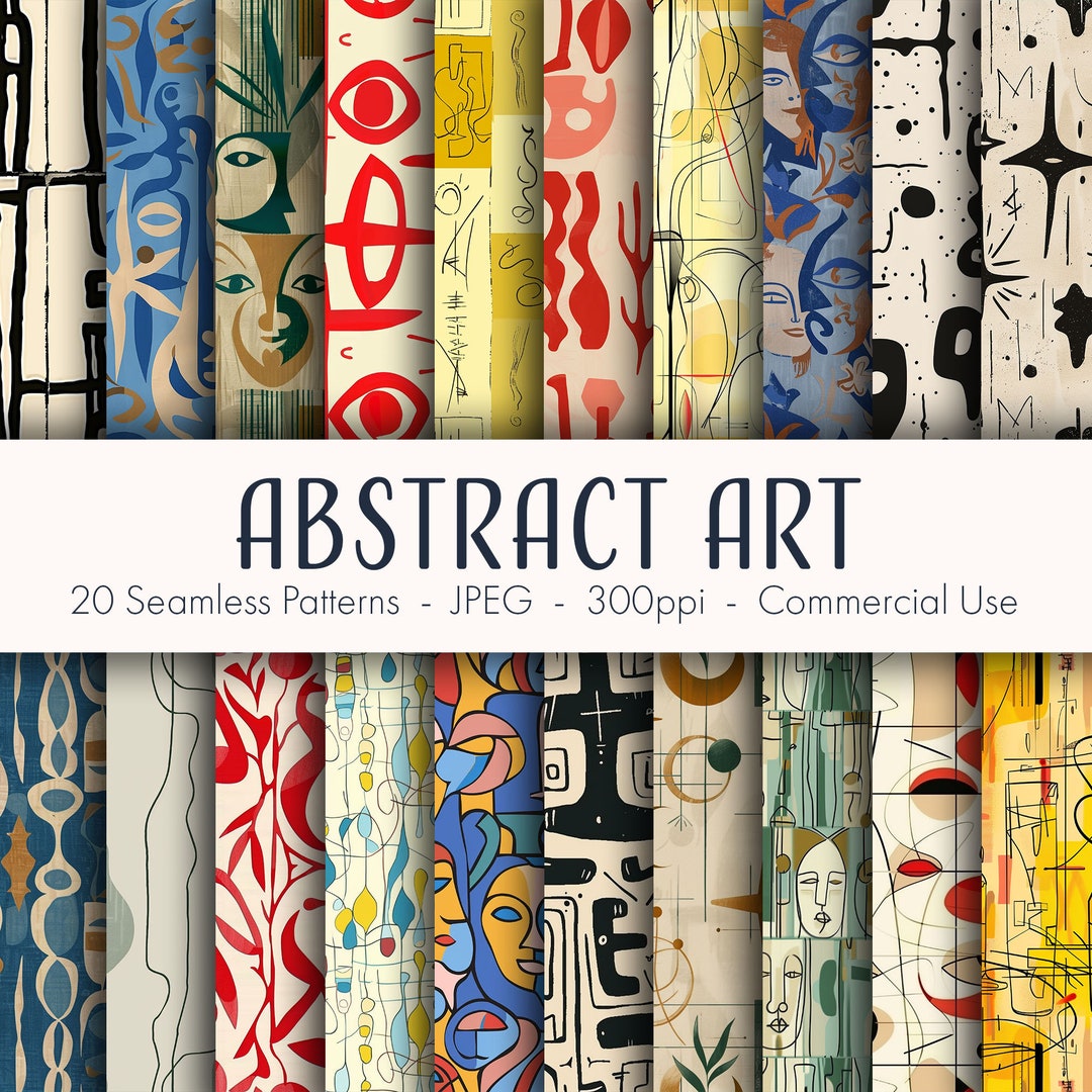Abstract Art Seamless Patterns, Printable Digital Paper, Commercial Use ...