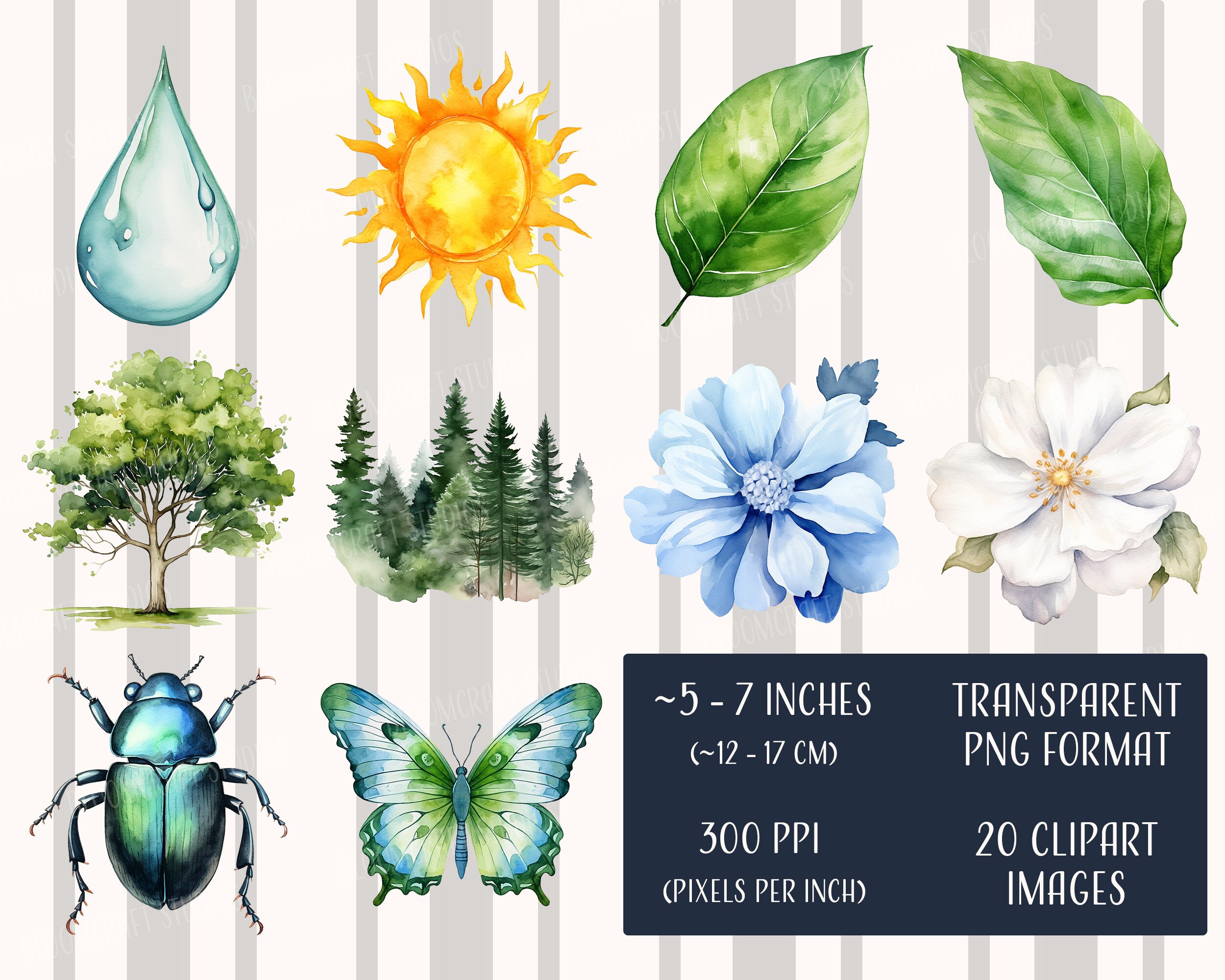 Earth Day Clipart - Printable Images, Transparent Background, Instant ...