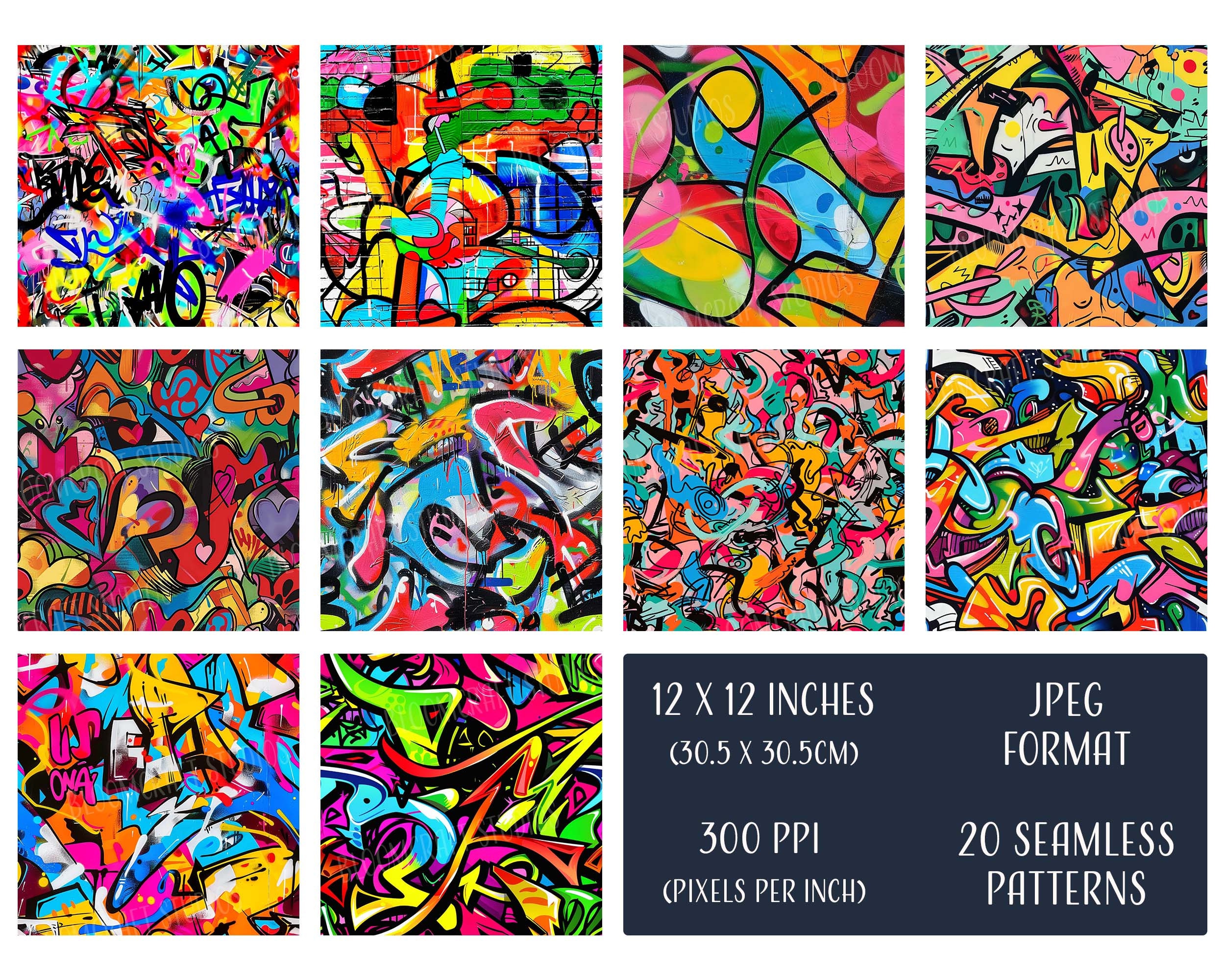 Street Art Seamless Patterns, Printable Digital Paper, Commercial Use ...