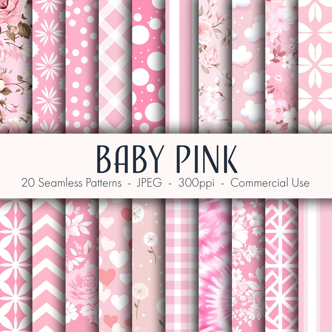 Baby Pink Seamless Patterns, Printable Digital Paper, Commercial Use ...