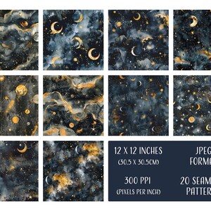 Celestial Seamless Patterns, Printable Digital Paper, Commercial Use ...