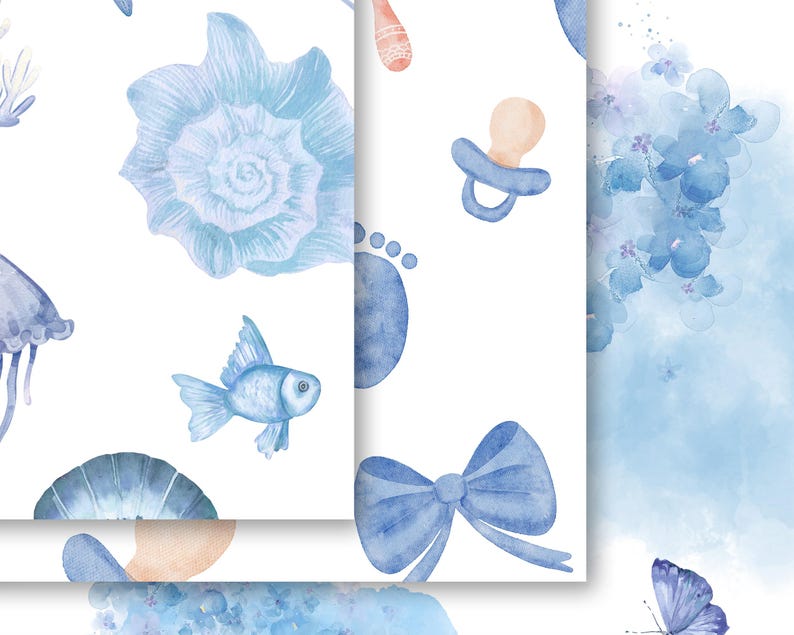 It's a Boy Seamless Patterns, Printable Digital Paper, Commercial Use ...
