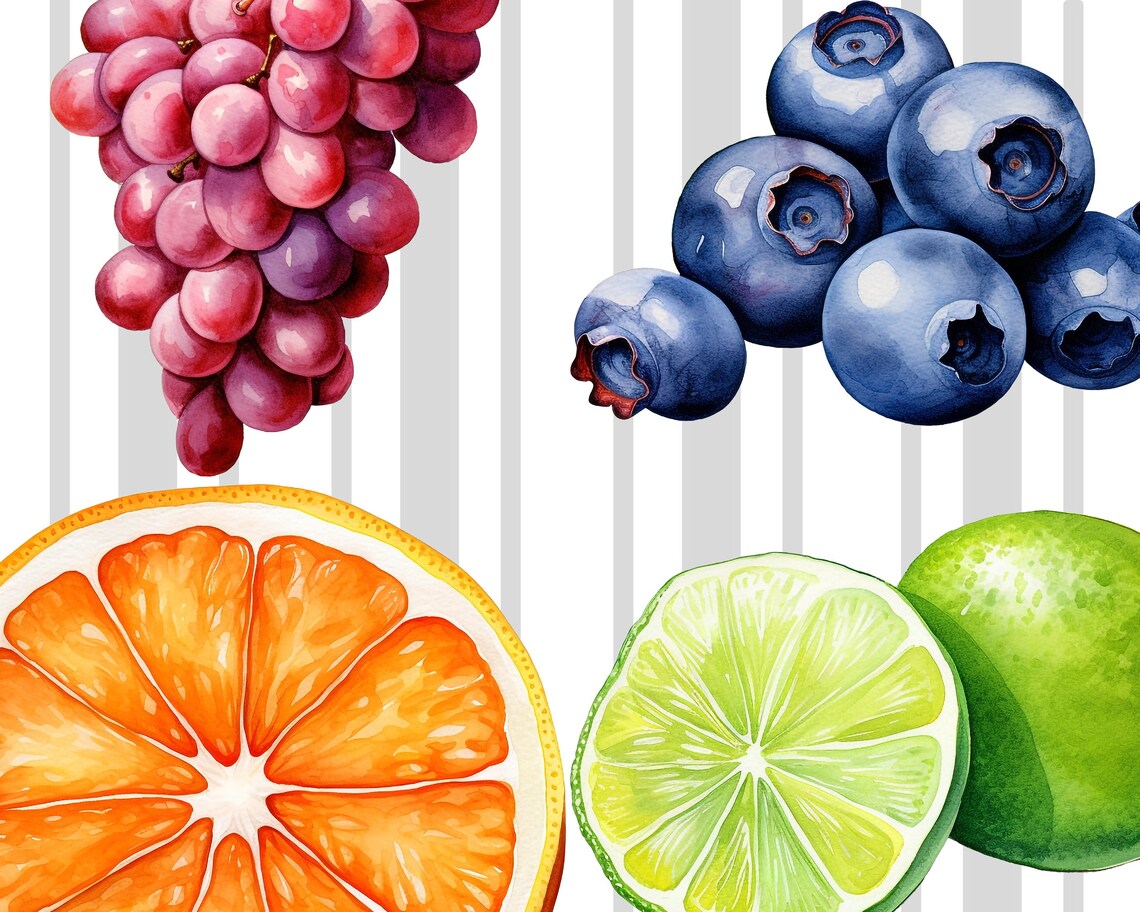 Fruits Clipart - Printable Images, Transparent Background, Instant ...