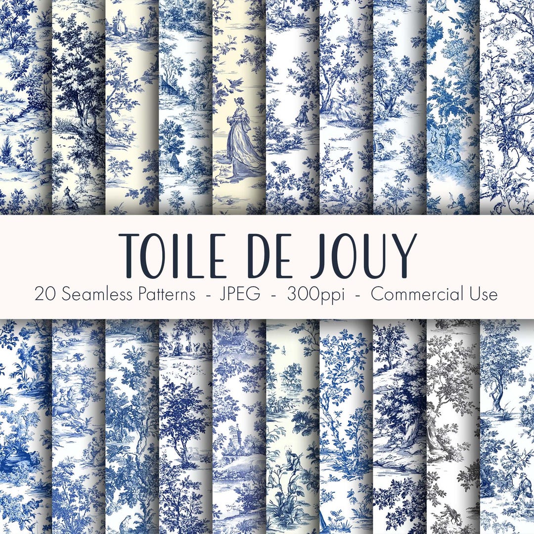 Toile De Jouy Seamless Patterns, Printable Digital Paper, Commercial ...
