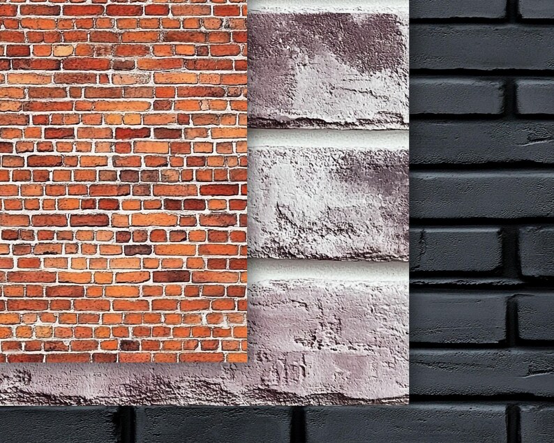 Brick Wall Seamless Patterns, Printable Digital Paper, Commercial Use ...
