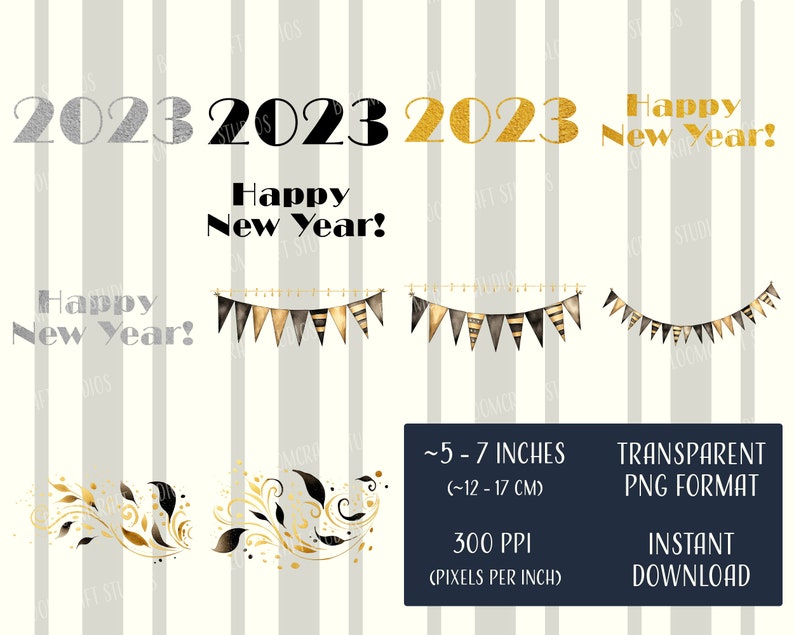 New Year's Eve Clipart Transparent Background, Instant Download, PNG ...