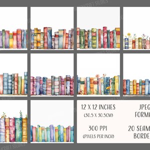 Book Seamless Borders, Printable Digital Paper, Commercial Use, JPEG ...