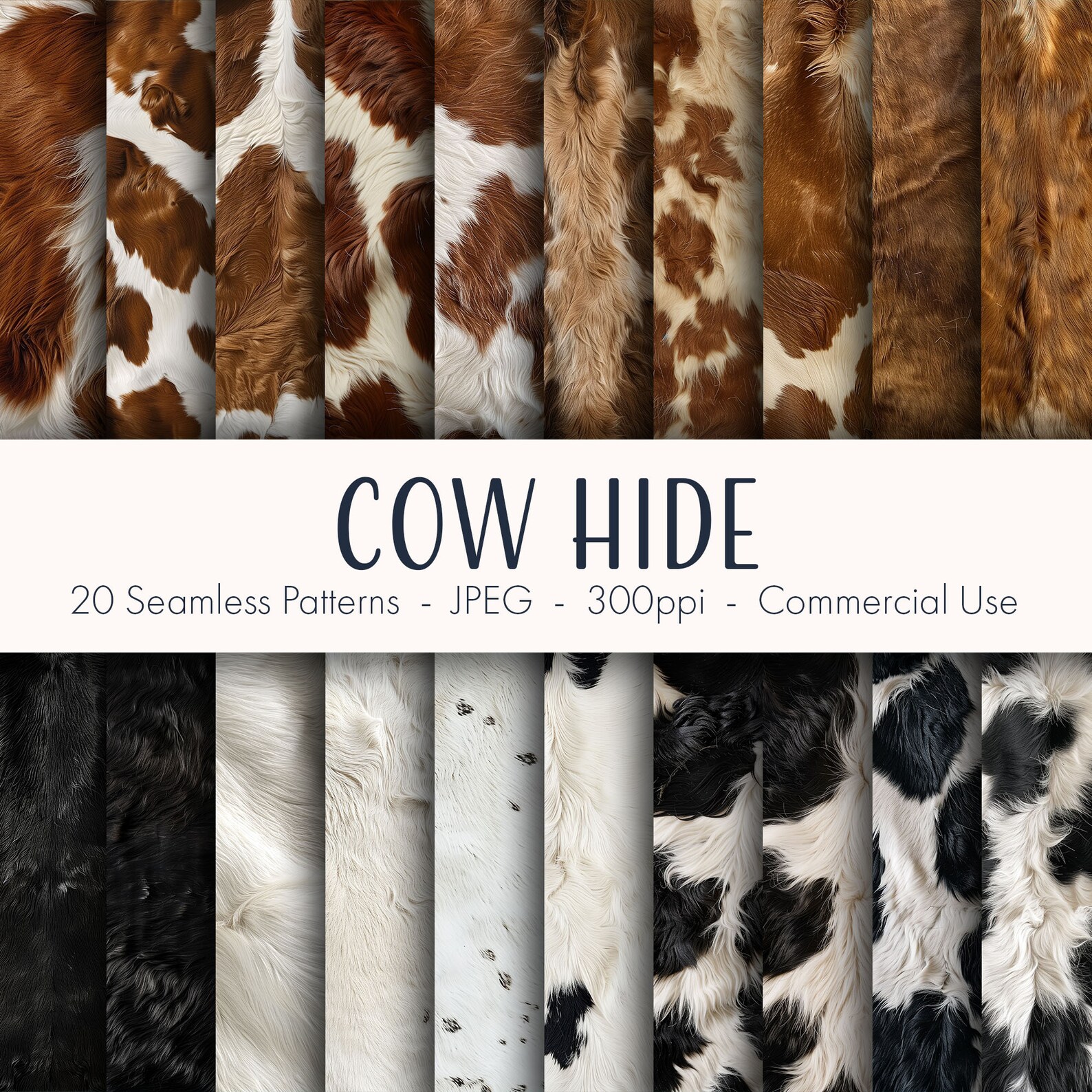 Cow Hide Seamless Patterns, Printable Digital Paper, Commercial Use ...