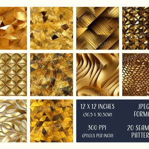 Gold Plated Seamless Patterns, Printable Digital Paper, Commercial Use ...
