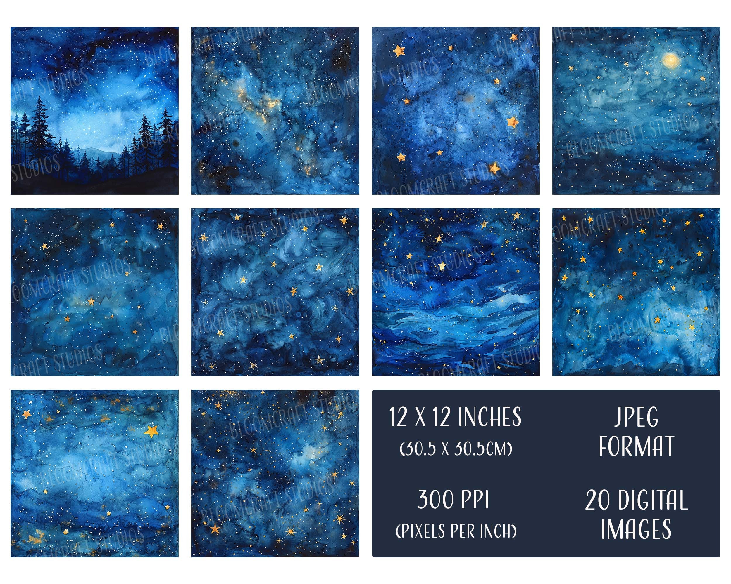 Night Sky Digital Images, Printable Digital Paper, Instant Download ...