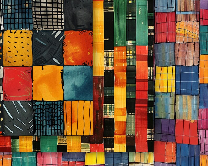 Patchwork Seamless Patterns, Printable Digital Paper, Commercial Use, JPEG Format, Instant ...