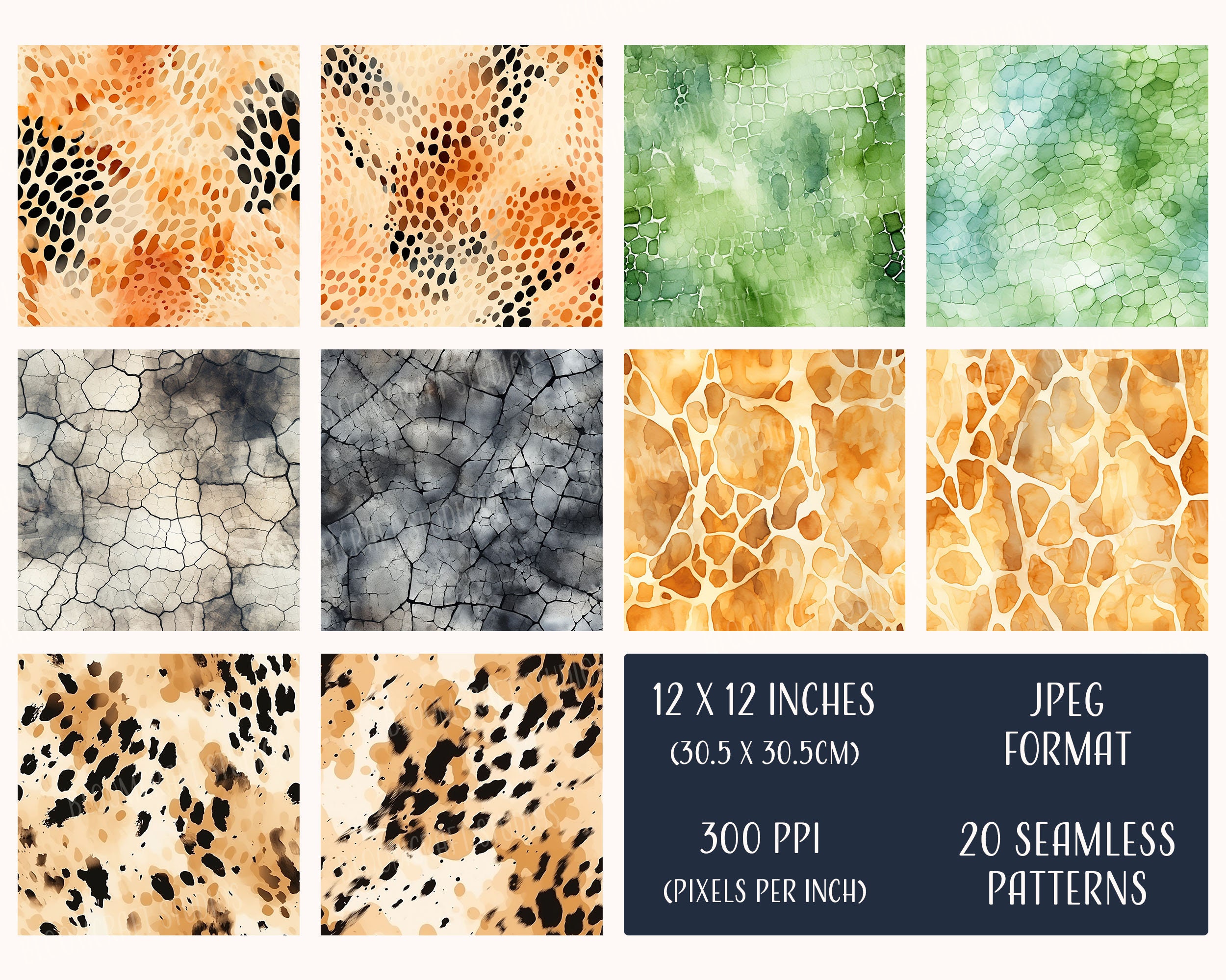Animal Print Seamless Patterns, Printable Digital Paper, Instant ...