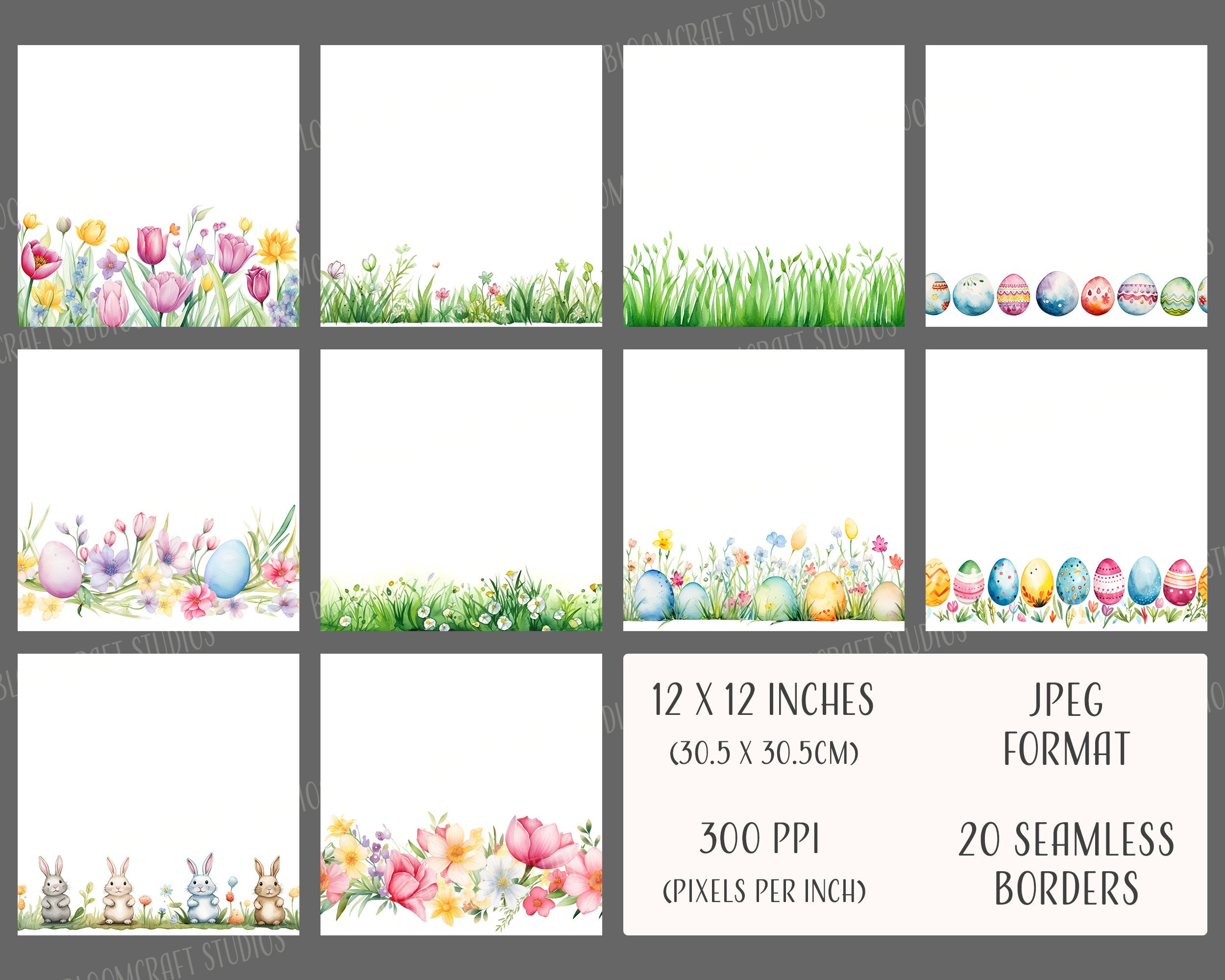 Easter Seamless Borders, Printable Digital Paper, Commercial Use, JPEG ...