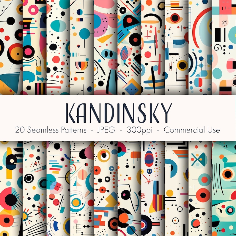 Kandinsky Seamless Patterns, Printable Digital Paper, Instant Download ...
