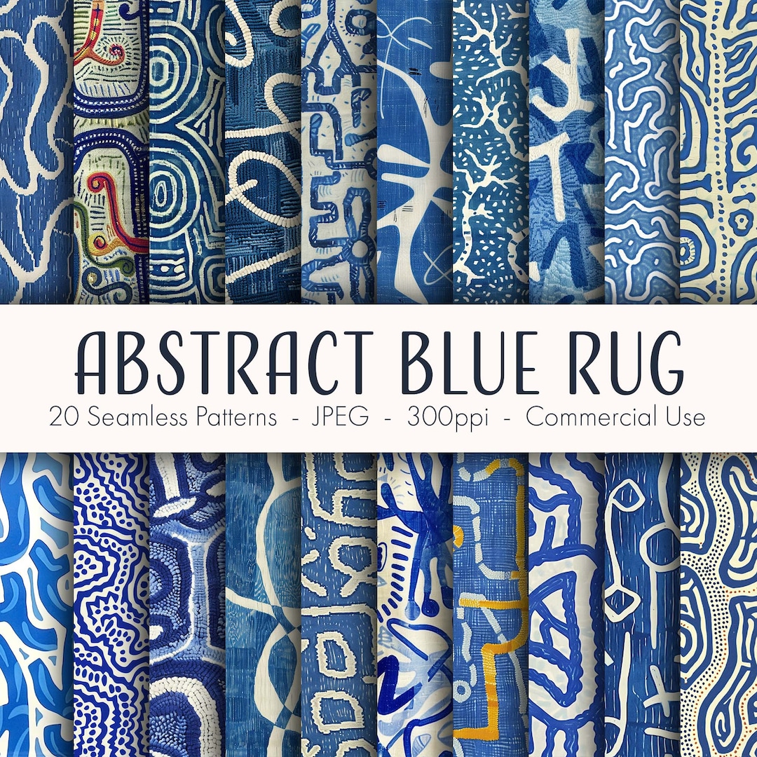Abstract Blue Rug Seamless Patterns, Printable Digital Paper ...