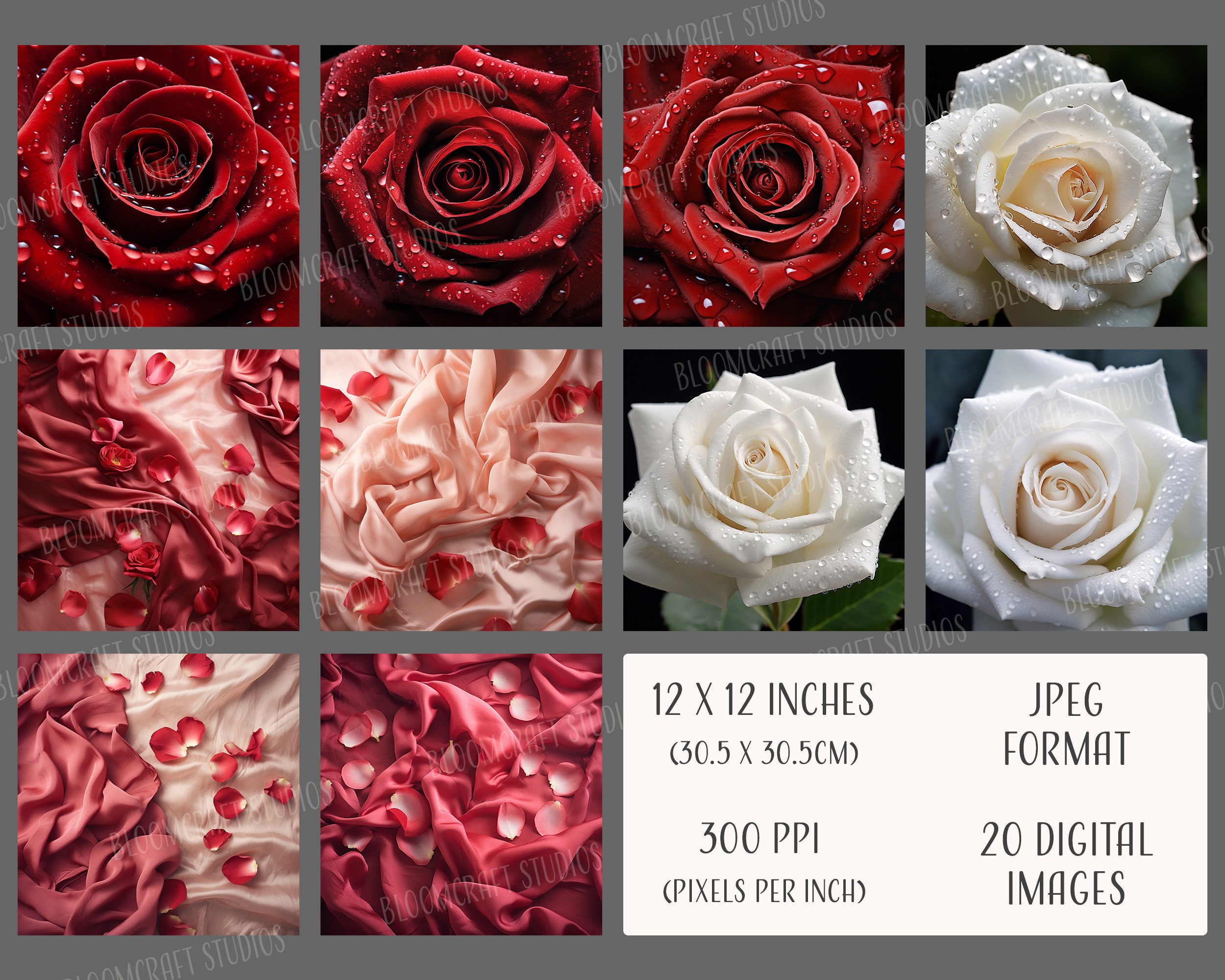 Love and Roses Digital Images, Printable Digital Paper, Instant ...