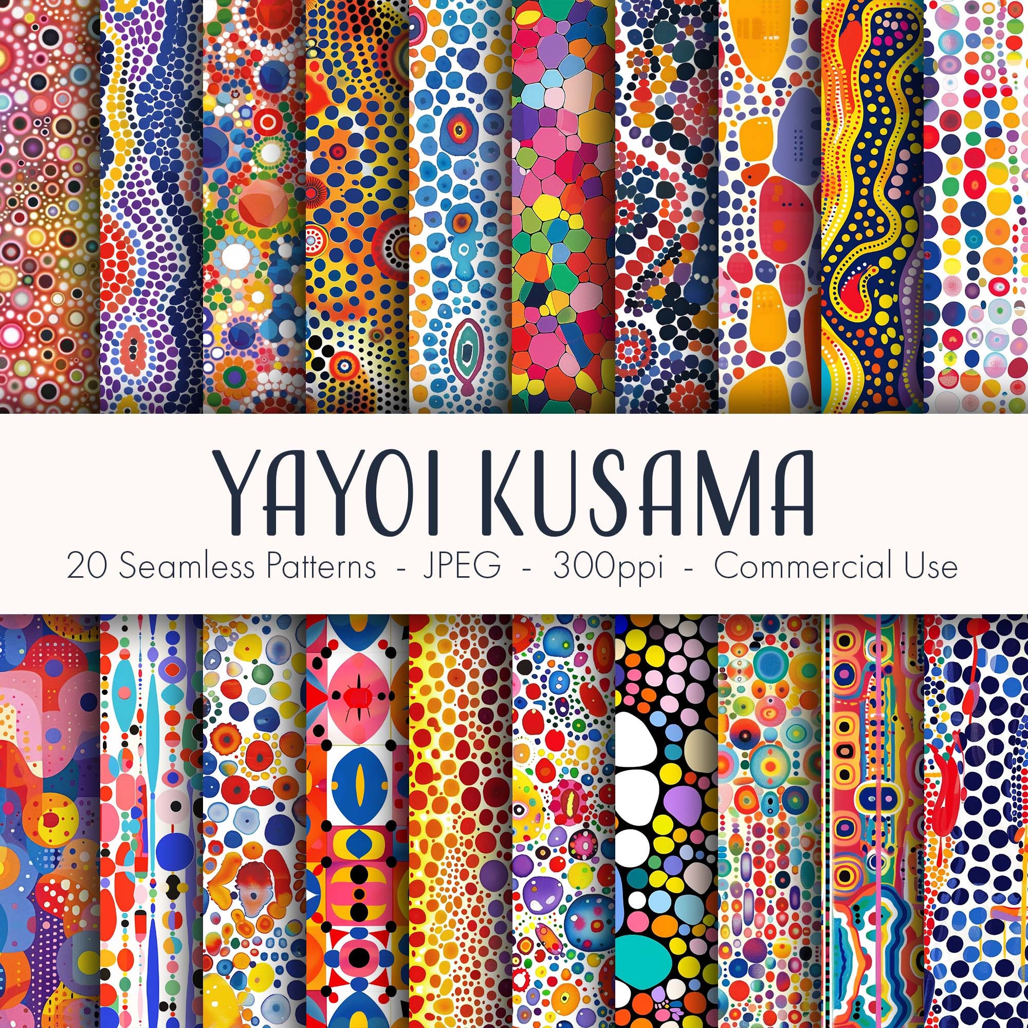 Yayoi Kusama Seamless Patterns, Printable Digital Paper, Commercial Use ...